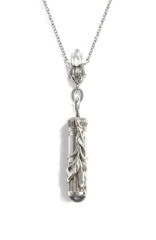 AWE INSPIRED Belladonna Potion Crystal Pendant Necklace - Metallic Silver