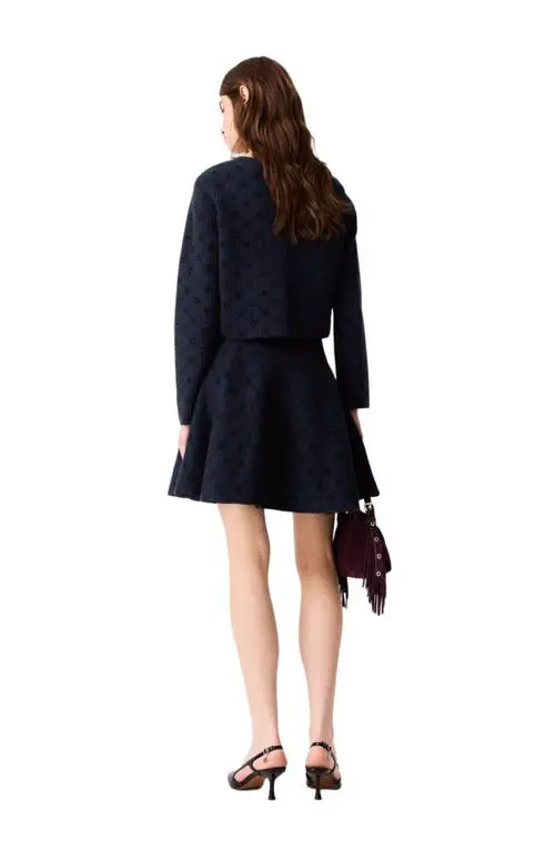Maje Jacquard Cardigan With Sequins