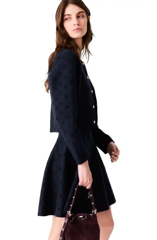 Maje Jacquard Cardigan With Sequins