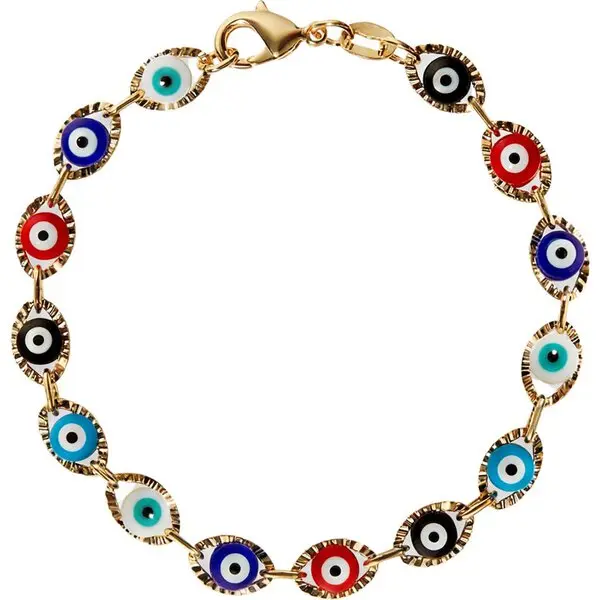 THE M JEWELERS The Multi Color Evil Eye Link Bracelet - Gold