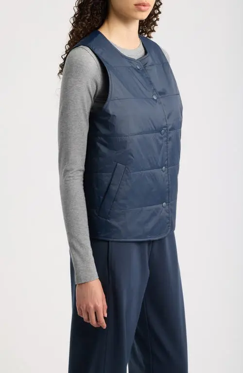 Eileen Fisher Round Neck Quilted Vest