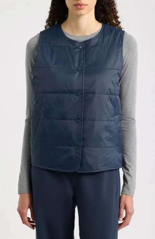 Eileen Fisher Round Neck Quilted Vest