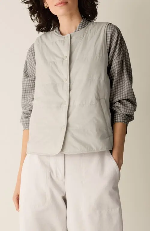 Eileen Fisher Round Neck Quilted Vest - Plaster