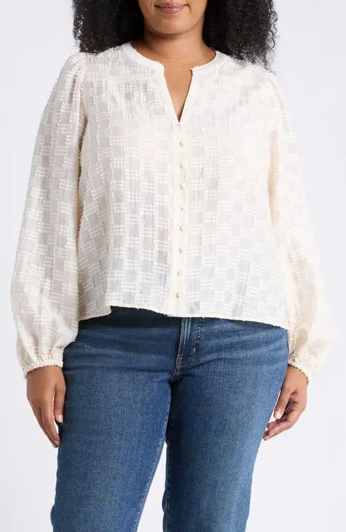Treasure & Bond Long Sleeve Button-up Top - Ivory Antique