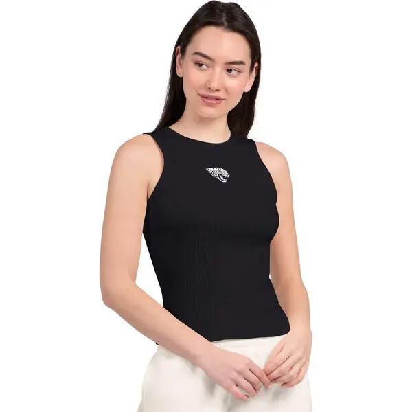 STARTER Jacksonville Jaguars Athleisure Cropped Tank Top - Black