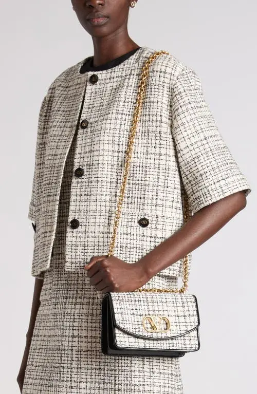 Valentino Garavani Small Vain Tweed & Leather Shoulder Bag