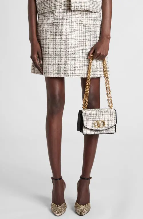 Valentino Garavani Small Vain Tweed & Leather Shoulder Bag