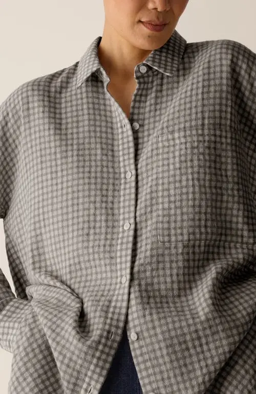 Eileen Fisher Classic Collar Longline Button-up Shirt - Pale Stripe