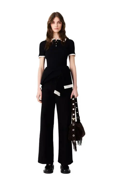 Maje Short-sleeved Polo Shirt - Black