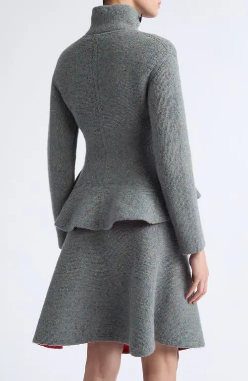 Proenza Schouler Capucine Wool Donegal Sweater Jacket - Blue Multi