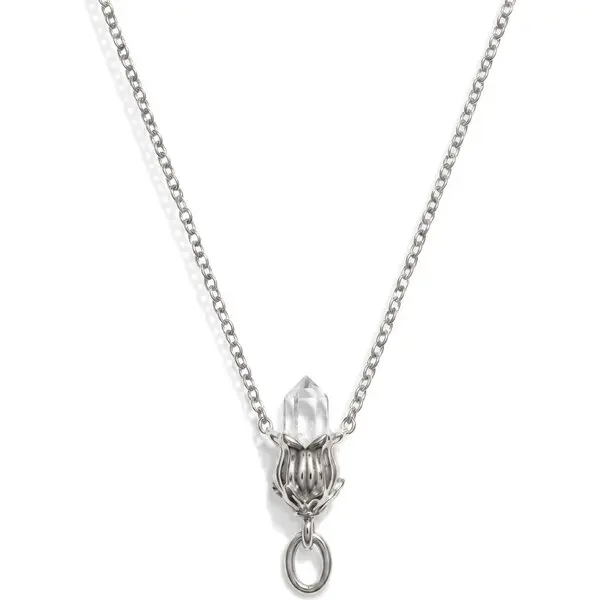 AWE INSPIRED Belladonna Crystal Pendant Necklace - Metallic Silver