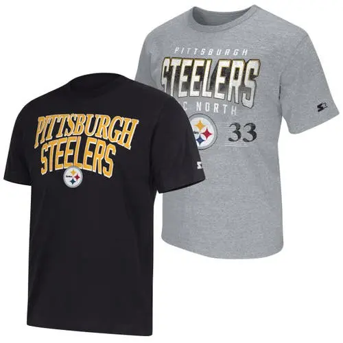 STARTER Heather Gray Pittsburgh Steelers Two-pack Logo T-shirt Set - Black