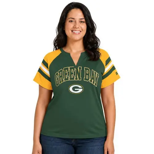 STARTER Bay Packers Notch Neck Raglan T-shirt - Green