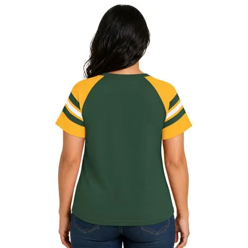 STARTER Bay Packers Notch Neck Raglan T-shirt - Green
