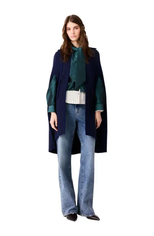 Maje Longline Cape Cardigan - Navy
