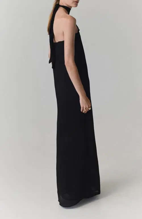 Mango Halter Neck Maxi Dress With Floral Detail