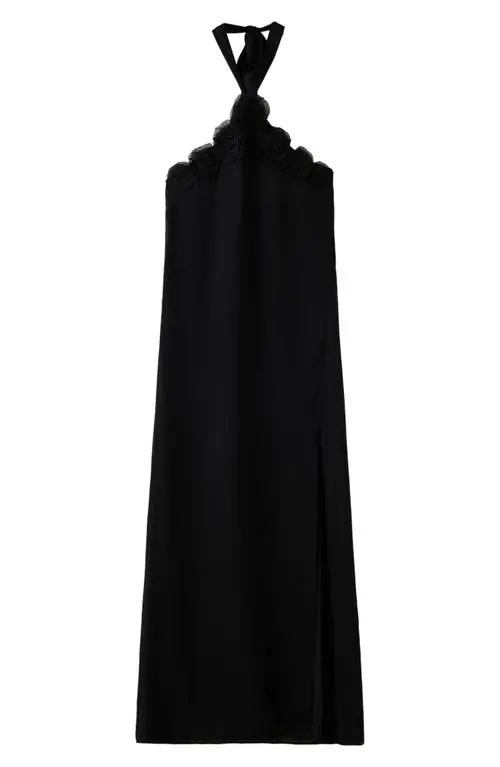 Mango Halter Neck Maxi Dress With Floral Detail