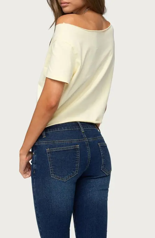 EDIKTED Usa Babe Off The Shoulder Graphic Tee