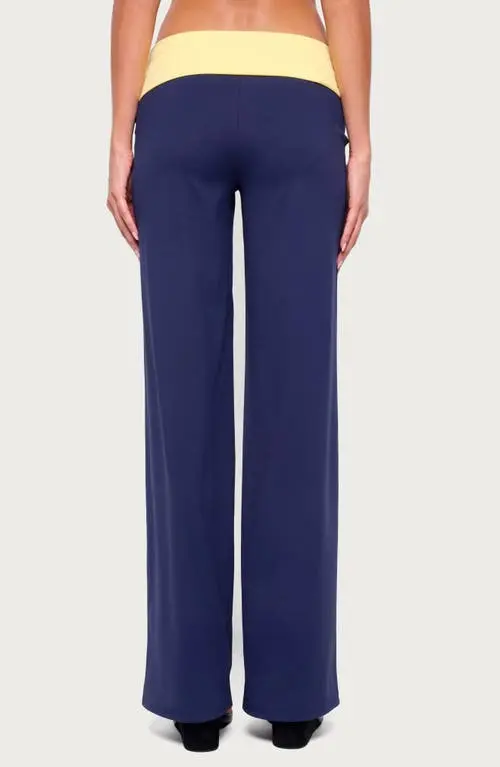 EDIKTED Dayna Contrast Foldover Straight Leg Pants