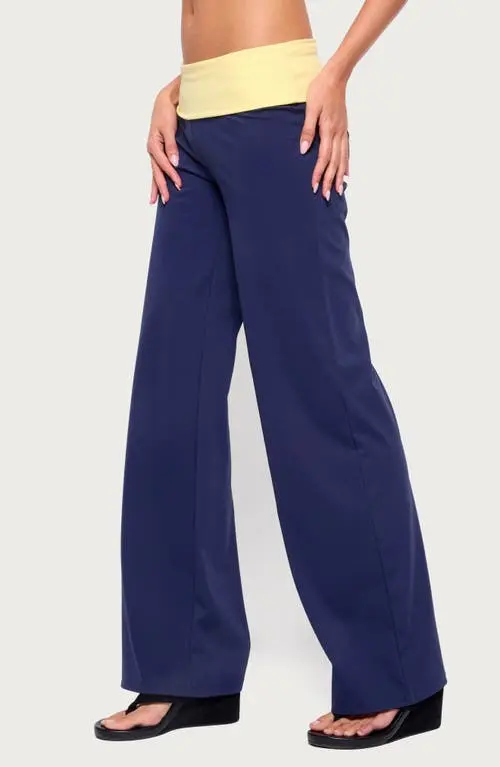 EDIKTED Dayna Contrast Foldover Straight Leg Pants