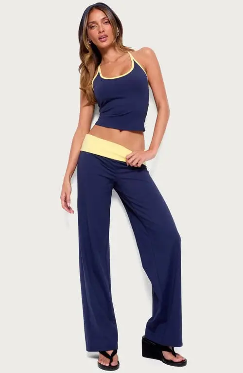 EDIKTED Dayna Contrast Foldover Straight Leg Pants