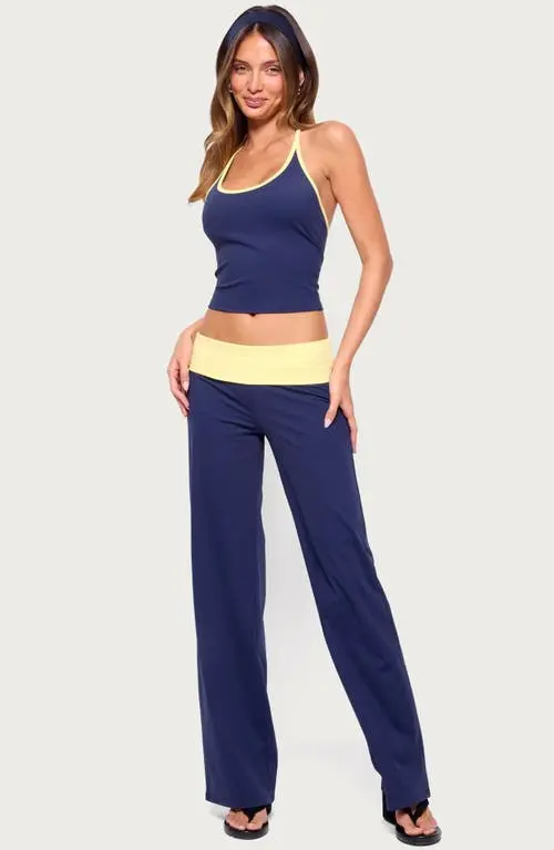 EDIKTED Dayna Contrast Foldover Straight Leg Pants