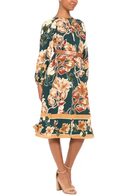 Maggy London Print Long Sleeve Dress