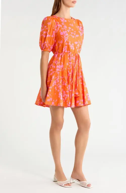 SUGARLIPS Delilah Floral Godet Pleat Cotton Minidress