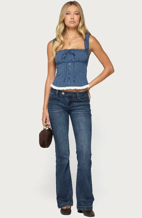 EDIKTED Zeffie Gingham Tie Front Top