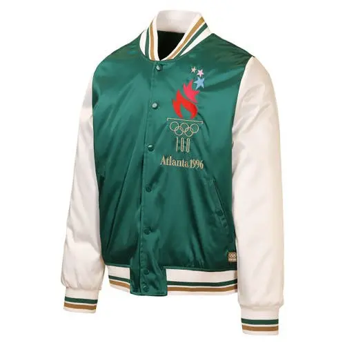 OUTERSTUFF Cream Atlanta 1996 Summer Olympics Full-snap Satin Bomber Jacket