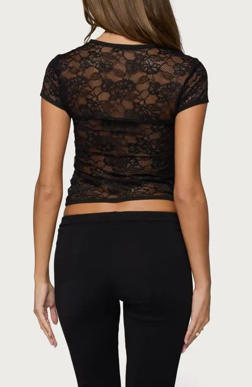 EDIKTED Jessi Sheer Lace Hook & Eye Top