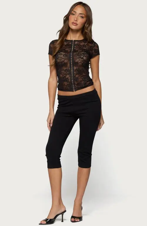 EDIKTED Jessi Sheer Lace Hook & Eye Top