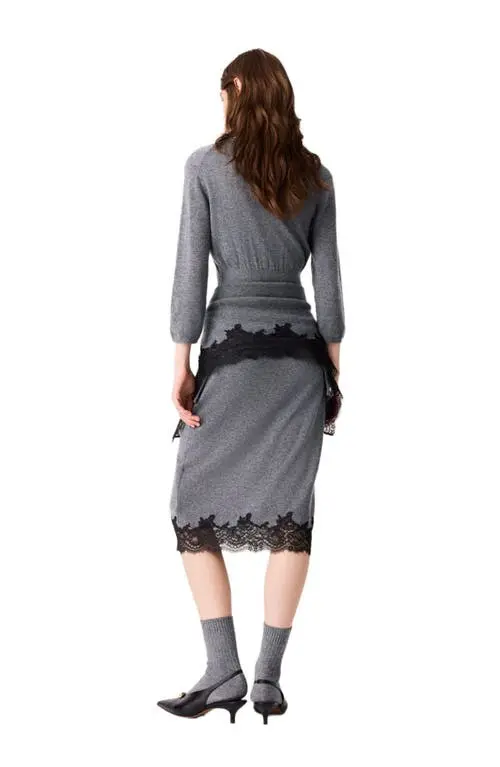Maje Dress With Lace Panel