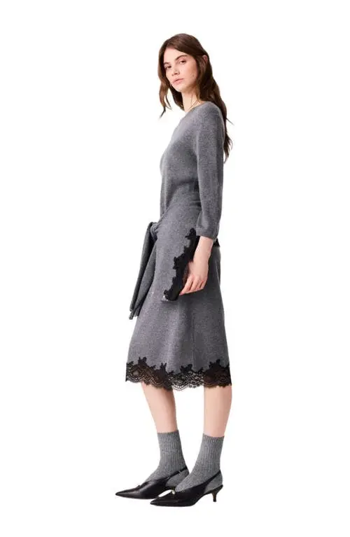 Maje Dress With Lace Panel