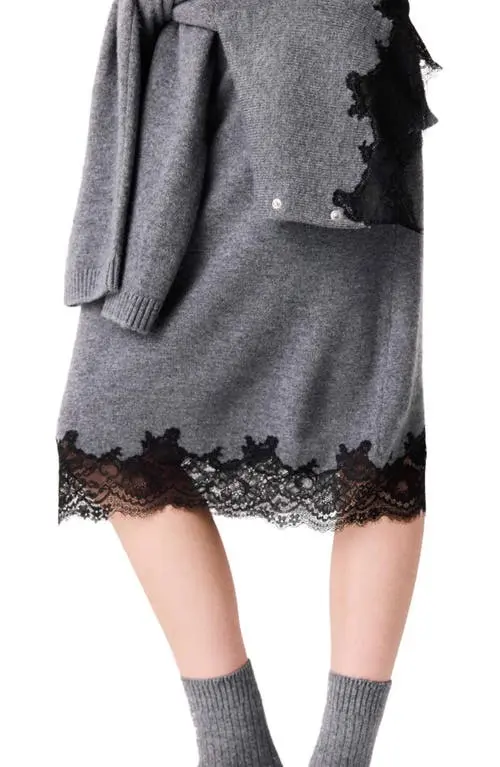 Maje Dress With Lace Panel