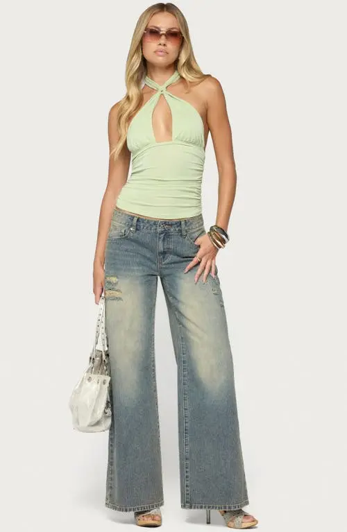 EDIKTED Surrey Knotted Cutout Halter Top