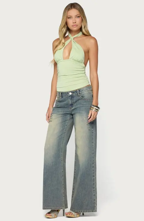 EDIKTED Surrey Knotted Cutout Halter Top
