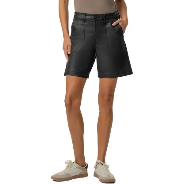 Kut From The Kloth Hailey High Waist Coated Denim Bermuda Shorts - Black