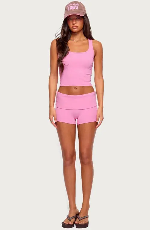 EDIKTED Audrea Foldover Stretch Cotton Bike Shorts