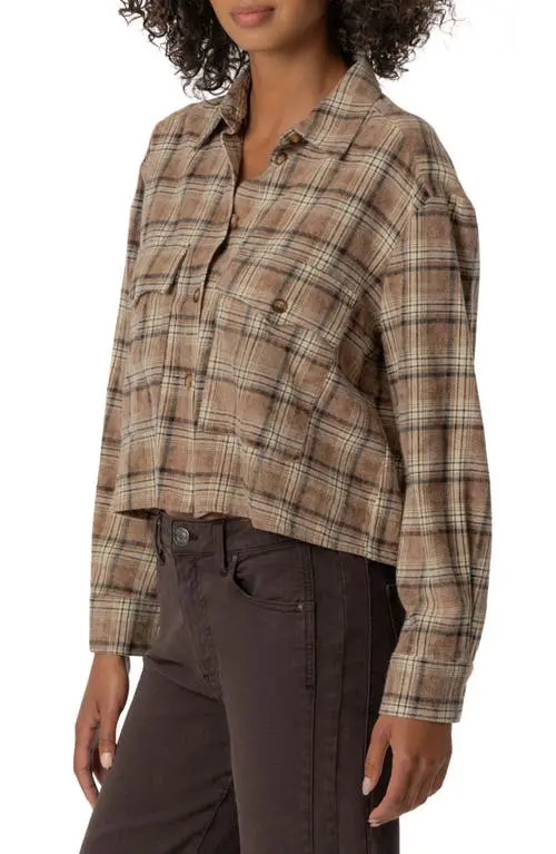 Kut From The Kloth Mira Boxy Plaid Shirt - Saddle Brown