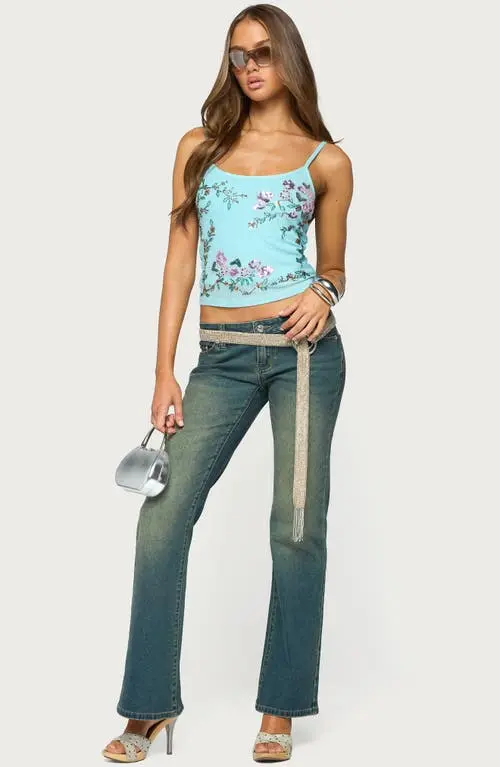 EDIKTED Blair Floral Beaded Mesh Camisole