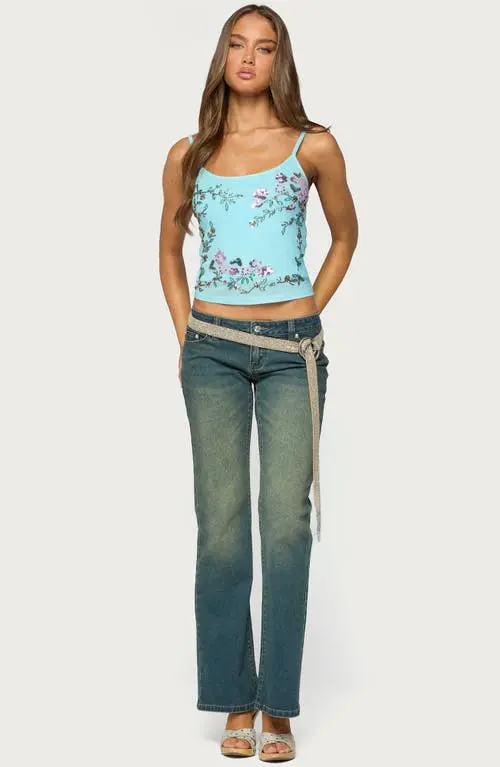 EDIKTED Blair Floral Beaded Mesh Camisole