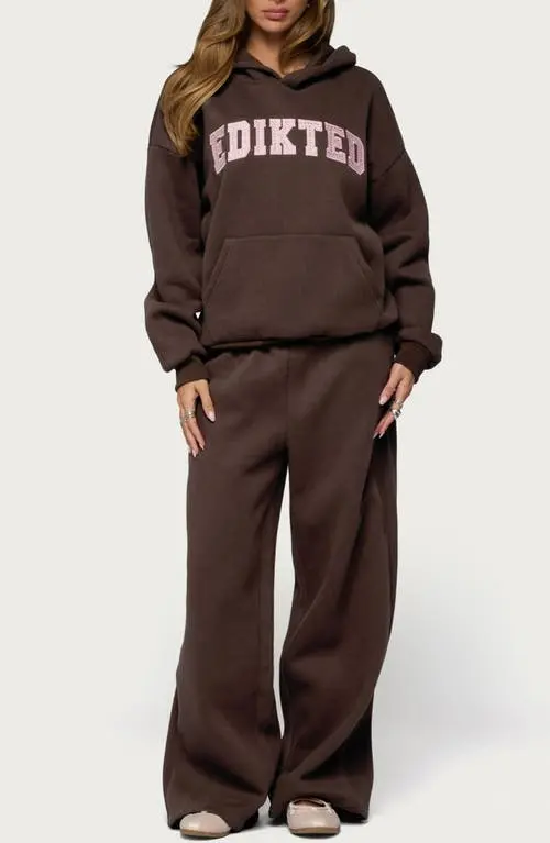 EDIKTED Glow Rhinestone Wide Leg Sweatpants