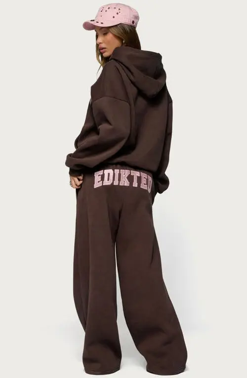 EDIKTED Glow Rhinestone Wide Leg Sweatpants