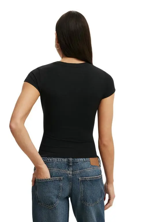 COTTON ON All Day Deep V Ss Tee - Black