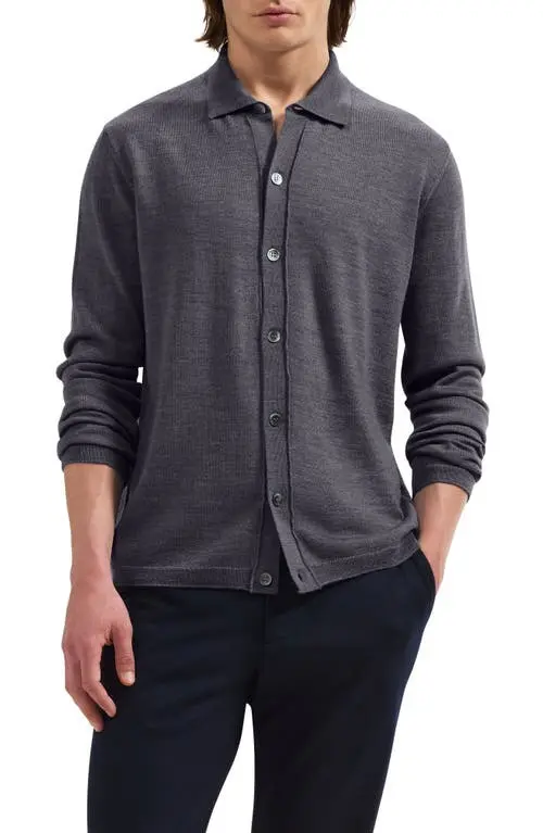 Bugatchi Alistair Merino Wool Cardigan - Anthracite