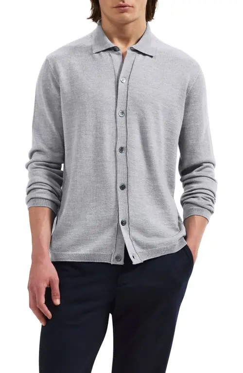 Bugatchi Alistair Merino Wool Cardigan - Platinum