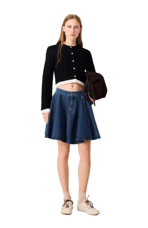 Maje Cardigan With Contrast Band - Black