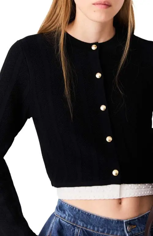 Maje Cardigan With Contrast Band