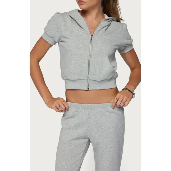 EDIKTED Rachel Short Sleeve Zip Hoodie